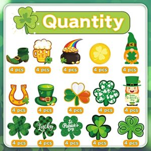 Joy Bang St Patricks Day Cutouts 60 PCS Paper Shamrock Cutouts for Crafts St. Patrick's Day Shamrock Leprechaun Cutouts for Classroom Bulletin Board Decorations