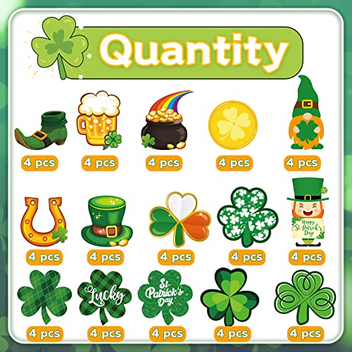 Joy Bang St Patricks Day Cutouts 60 PCS Paper Shamrock Cutouts for Crafts St. Patrick's Day Shamrock Leprechaun Cutouts for Classroom Bulletin Board Decorations