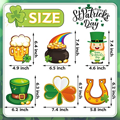 Joy Bang St Patricks Day Cutouts 60 PCS Paper Shamrock Cutouts for Crafts St. Patrick's Day Shamrock Leprechaun Cutouts for Classroom Bulletin Board Decorations