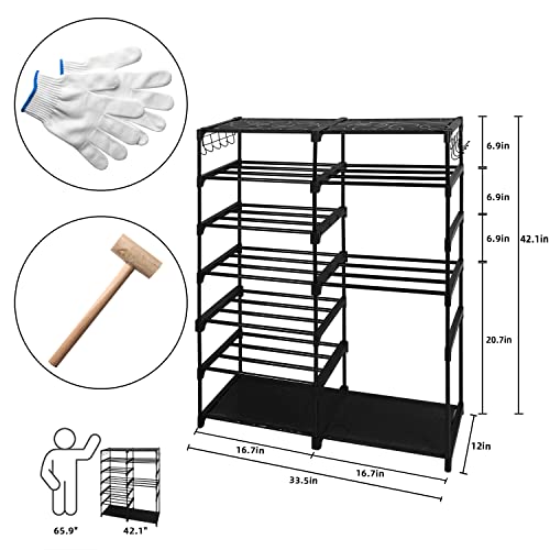 NIUBER 7 Tiers Shoe Rack tall Show Racks Shoes Stand for Bedroom Shelves for Shoes Garage Shoe Rack Organizer Sturdy Shoe Rack Heavy Duty for Closet Entryway Door