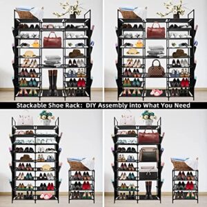 NIUBER 9 Tier Large Shoe Rack Stackable, Space Saving Shoe Storage Organizer 36-48 Pairs Vertical Non-Woven Tall Shoe Shelf Sturdy High Boots Rack with Side Pockets for Closet, Entryway and Garage