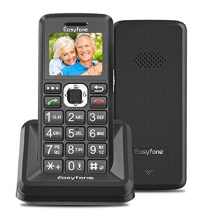 easyfone t200 4g unlocked big button cell phone for seniors, easy-to-use clear sound big battery senior cell phone with sos button and a convenient charging dock