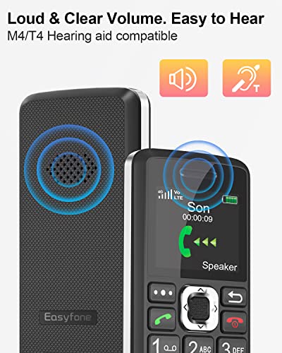 Easyfone T200 4G Unlocked Big Button Cell Phone for Seniors, Easy-to-Use Clear Sound Big Battery Senior Cell Phone with SOS Button and a Convenient Charging Dock