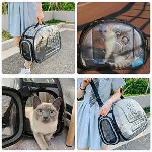 Tfwadmx Bunny Guinea Pig Carrier Bag with Mat, Portable Transparent Pet Travel Purse for Squirrel Ferret Hedgehog Chinchilla Hamster Rat Bird Reptile, Detachable Breathable Rabbit Supplies (Grey)