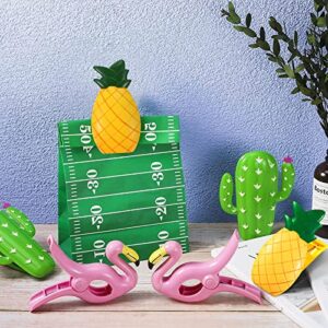 6 Pieces Beach Towel Clips Portable Towel Clips for Chairs Large Beach Towel Holders Plastic Cute Clothes Pins Flamingo Pineapple Cactus Towel Clips for Beach Chairs Lounge Patio Pool Accessories