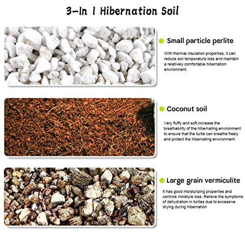 Hamiledyi Reptile Coconut Fiber Substrate Hibernant Soil Mix Perlite Vermiculite 3 in 1 Terrarium Bedding for Lizard Tortoise Chameleon Snake Iguanas Geckos Forg