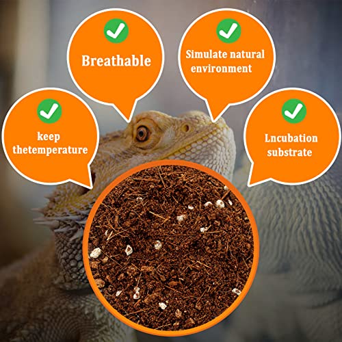 Hamiledyi Reptile Coconut Fiber Substrate Hibernant Soil Mix Perlite Vermiculite 3 in 1 Terrarium Bedding for Lizard Tortoise Chameleon Snake Iguanas Geckos Forg