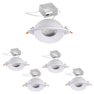 bulbeats 4 pack 6 inch led recessed lights cri90 3000k/4000k/5000k selectable led can lights, dimmable white can-killer downlight, 12w 1200lm (110w eqv.) canless led recessed light with acrylic lens