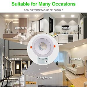 bulbeats 4 Pack 6 Inch LED Recessed Lights CRI90 3000K/4000K/5000K Selectable LED Can Lights, Dimmable White Can-Killer Downlight, 12W 1200LM (110W Eqv.) Canless LED Recessed Light with Acrylic Lens