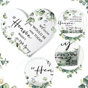 Heart Acrylic Sign in Loving Memory of Loved One Wedding Memorial Table Sign Gifts for Ceremony and Reception Remembrance Mother Father in Law Plaque for Counter Desk Centerpiece Decor (Leaves Style)