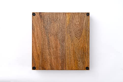 FIGTREE - Set of 2 | 12”-14” Wooden Serving Trays for Platter Drinks, Appetizers, Fruits, & Decor, Coffee Table Tray for Dining (Square)