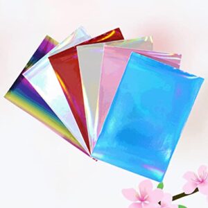 SEWACC Glitter Fabric Bedsheet Holographic Faux Leather Fabric Sheet: 6pcs 20x30cm Mirrored PU Leather Fabric Sheets for Leather Earring Bag Making Bows Crafts DIY Decoration Bed Blanket