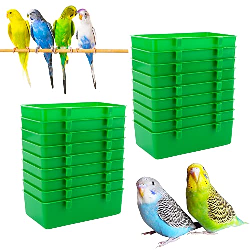 18 Pcs Bird Plastic Feeder, Seed Food Cage Hanging Food Bowl Feeding Dish for Poultry Pigeon Parrot Parakeet Budgie