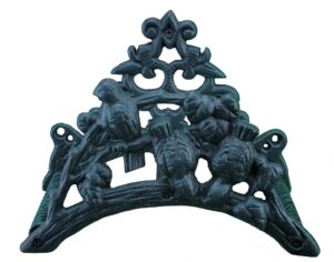 flag emotes garden hose holder reel wall mounted hanger hook with birds on branch design (1, verdigris)