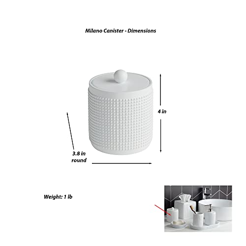 Roselli Trading Company Milano Bath Canister, White