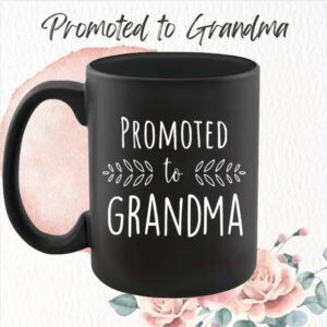 Pregnancy Announcement For Grandparents Black Coffee Mugs - Grandma To Be & Grandpa to Be 11 oz Mugs - Pregnancy Reveal Idea For Baby Announcement - Mug Set - Promoted to Grandma & Grandpa