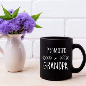 Pregnancy Announcement For Grandparents Black Coffee Mugs - Grandma To Be & Grandpa to Be 11 oz Mugs - Pregnancy Reveal Idea For Baby Announcement - Mug Set - Promoted to Grandma & Grandpa