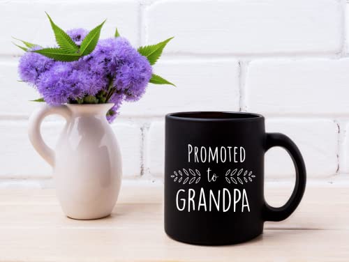 Pregnancy Announcement For Grandparents Black Coffee Mugs - Grandma To Be & Grandpa to Be 11 oz Mugs - Pregnancy Reveal Idea For Baby Announcement - Mug Set - Promoted to Grandma & Grandpa