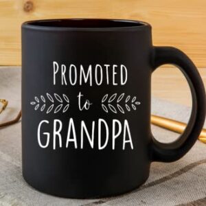 Pregnancy Announcement For Grandparents Black Coffee Mugs - Grandma To Be & Grandpa to Be 11 oz Mugs - Pregnancy Reveal Idea For Baby Announcement - Mug Set - Promoted to Grandma & Grandpa