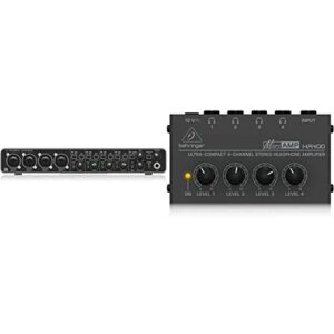 behringer u-phoria umc404hd & microamp ha400 ultra-compact 4 channel stereo headphone amplifier