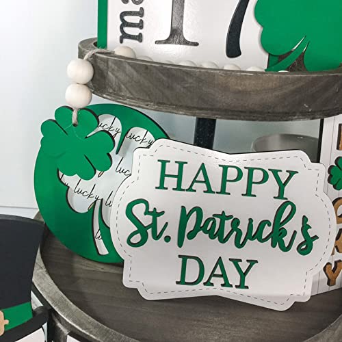 St. Patrick's Day Tiered Tray Decor,Wooden SignsTiered Tray Decors,Inspiration St. Patrick's Day Farmhouse Tiered Tray Decor (6pcs)