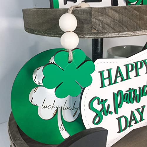 St. Patrick's Day Tiered Tray Decor,Wooden SignsTiered Tray Decors,Inspiration St. Patrick's Day Farmhouse Tiered Tray Decor (6pcs)