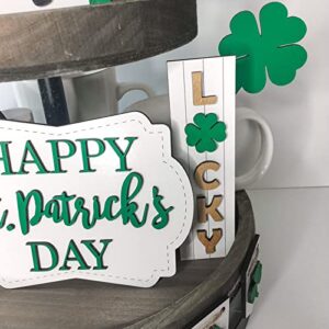 St. Patrick's Day Tiered Tray Decor,Wooden SignsTiered Tray Decors,Inspiration St. Patrick's Day Farmhouse Tiered Tray Decor (6pcs)