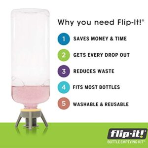 Flip-it! Universal Bottle Emptying Kit - Flip Bottle Upside Down To Get Every Drop Out with Flip-It! (6 XL DISPENSING STANDS with 6 adapters and 2 bottle stands, Pastel Color Edition)