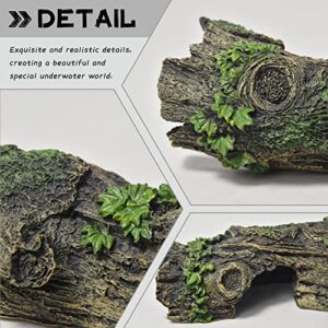 PTFJZ Aquarium Decorations-Small Fish Tank Accessories Hollow Tree Trunk Ornament Reptile Hideout Habitat Cave for Fish and Shrimp to Swim