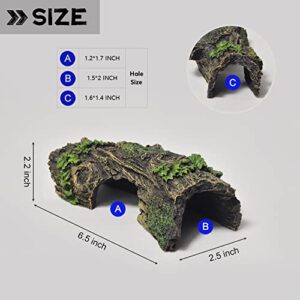 PTFJZ Aquarium Decorations-Small Fish Tank Accessories Hollow Tree Trunk Ornament Reptile Hideout Habitat Cave for Fish and Shrimp to Swim