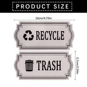 4 Pack Recycle and Trash Decal, Recycle and Trash Logo Symbol, Waterproof Vinyl Decal for Trash Cans, Garbage Containers and Recycle Bins (Gray)