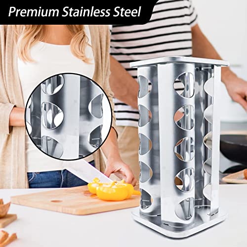 Brimeaws Revolving Spice Rack, Spice Rack Organizer for Cabinet, 20 Jar Rotating Seasoning Organizer Rack Tower Spinning Organizer with 180pcs Reusable Labels & Silicones Funnel for Kitchen