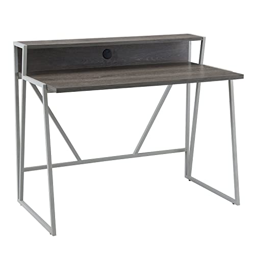 Leick Home Fletcher Ready-to-Assemble Contemporary Single-Shelf Writing Desk for Home Office, 44" L x 23.75" W/D, Gray