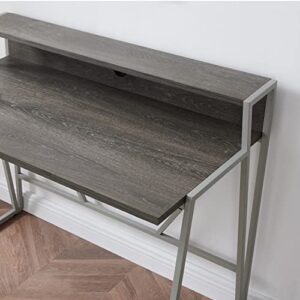 Leick Home Fletcher Ready-to-Assemble Contemporary Single-Shelf Writing Desk for Home Office, 44" L x 23.75" W/D, Gray