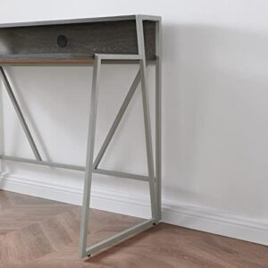 Leick Home Fletcher Ready-to-Assemble Contemporary Single-Shelf Writing Desk for Home Office, 44" L x 23.75" W/D, Gray