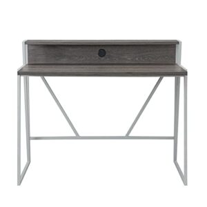 Leick Home Fletcher Ready-to-Assemble Contemporary Single-Shelf Writing Desk for Home Office, 44" L x 23.75" W/D, Gray