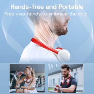 Portable Neck Fan - Hands-free Neck Fan with lights, 3 Wind Speeds, 4 Lights Modes, Rechargeable USB Personal Neck Fan, Flexible Hose - 360° Adjustable Bladeless Neck Fan for Outdoor, Sports, Travel