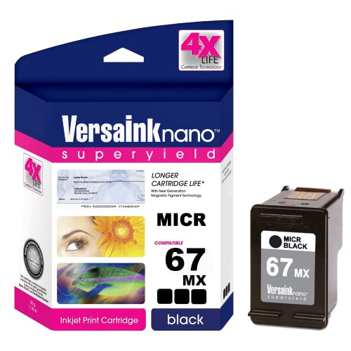 VersaInk-Nano 67 MX Black MICR Ink Cartridge for Check Printing, MICR Black