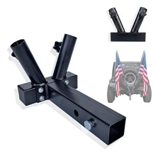 goorida double hitch flag pole holder for truck, fits standard 2" trailer hitch, rv flagpole kit, car receiver flag pole mount, compatible with jeep, rv, camper, suv, pickup