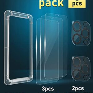 3 Pack Screen Protector Premium Quality Compatible for iPhone 12 Pro Max with 2 Pack Camera Lens Protector Tempered Glass 9H Hardness (Transparent)