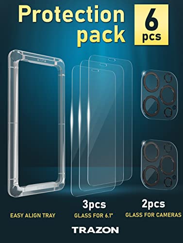 3 Pack Screen Protector Premium Quality Compatible for iPhone 12 Pro Max with 2 Pack Camera Lens Protector Tempered Glass 9H Hardness (Transparent)