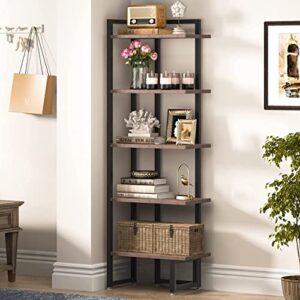 tribesigns industrial corner shelf, 5 tier wood wall corner bookshelf with anti-slip pad, corner storage rack shelves display plant flower