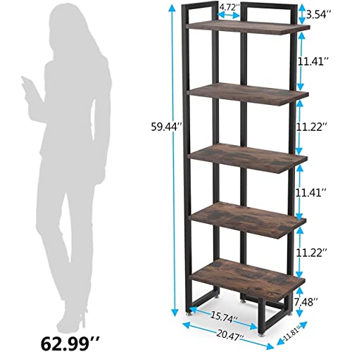 Tribesigns Industrial Corner Shelf, 5 Tier Wood Wall Corner Bookshelf with Anti-Slip Pad, Corner Storage Rack Shelves Display Plant Flower