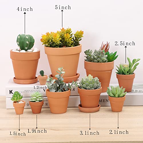 Yishang 1.9 Inch Tiny Terracotta Pots Pack of 12-Small Mini Clay Pots with Drainage Holes Flower Nursery Terra Cotta Planter for Tiny Cactus Herb lithop,Succulent Plants,Crafts,Wedding Favor