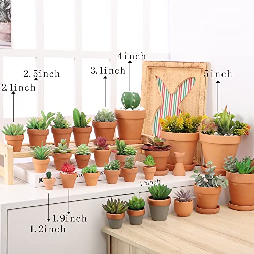 Yishang 1.9 Inch Tiny Terracotta Pots Pack of 12-Small Mini Clay Pots with Drainage Holes Flower Nursery Terra Cotta Planter for Tiny Cactus Herb lithop,Succulent Plants,Crafts,Wedding Favor