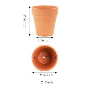 Yishang 2.5 inch Terracotta Pots with Drainage Holes,Small Mini Clay Ceramic Pottery Planter,Cactus Flower Terra Cotta Pots,Succulents Nursery Pots for Indoor/Outdoor Plants,Crafts,Wedding-12 Pack