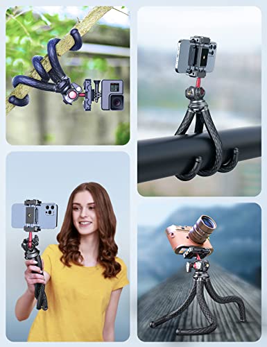 Phone Tripod Stand with Upgraded Phone Clip, Tupwoon Flexible Tripod for iPhone and Android Cell Phone, Portable Phone Stand for Video Recording, Camera, GoPro