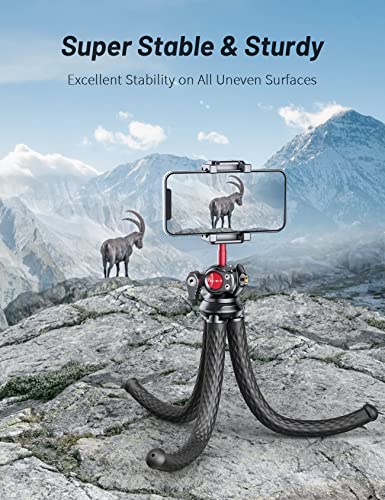 Phone Tripod Stand with Upgraded Phone Clip, Tupwoon Flexible Tripod for iPhone and Android Cell Phone, Portable Phone Stand for Video Recording, Camera, GoPro