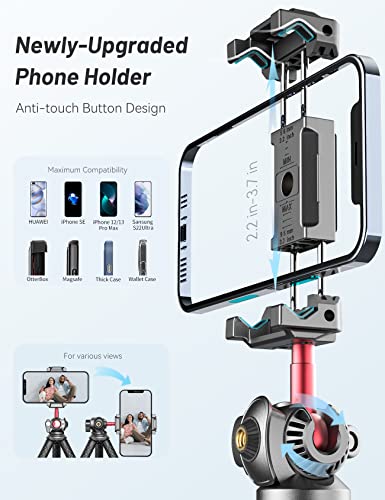 Phone Tripod Stand with Upgraded Phone Clip, Tupwoon Flexible Tripod for iPhone and Android Cell Phone, Portable Phone Stand for Video Recording, Camera, GoPro