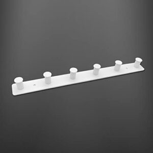 AJLTPA Coat Rack Wall Mounted, White Coat Hooks Adhesive & Screw in, Stainless Steel Door Hooks for Hanging Hat Towels Clothes, Hook Rail with 6 Round Hangers